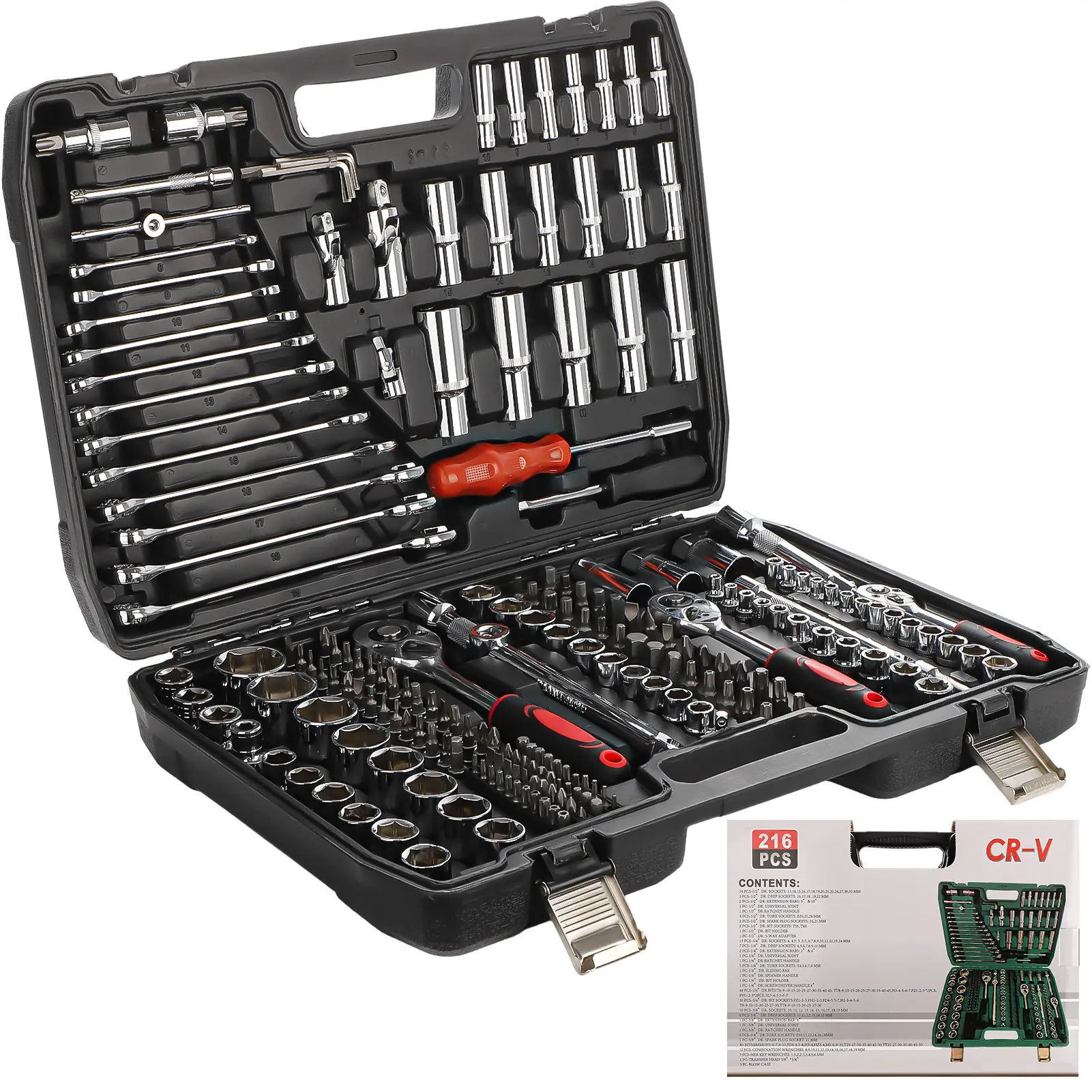 Mechanic Tool Set with Ratchet Wrench Sockets Spanners Bits Set and Hex ...
