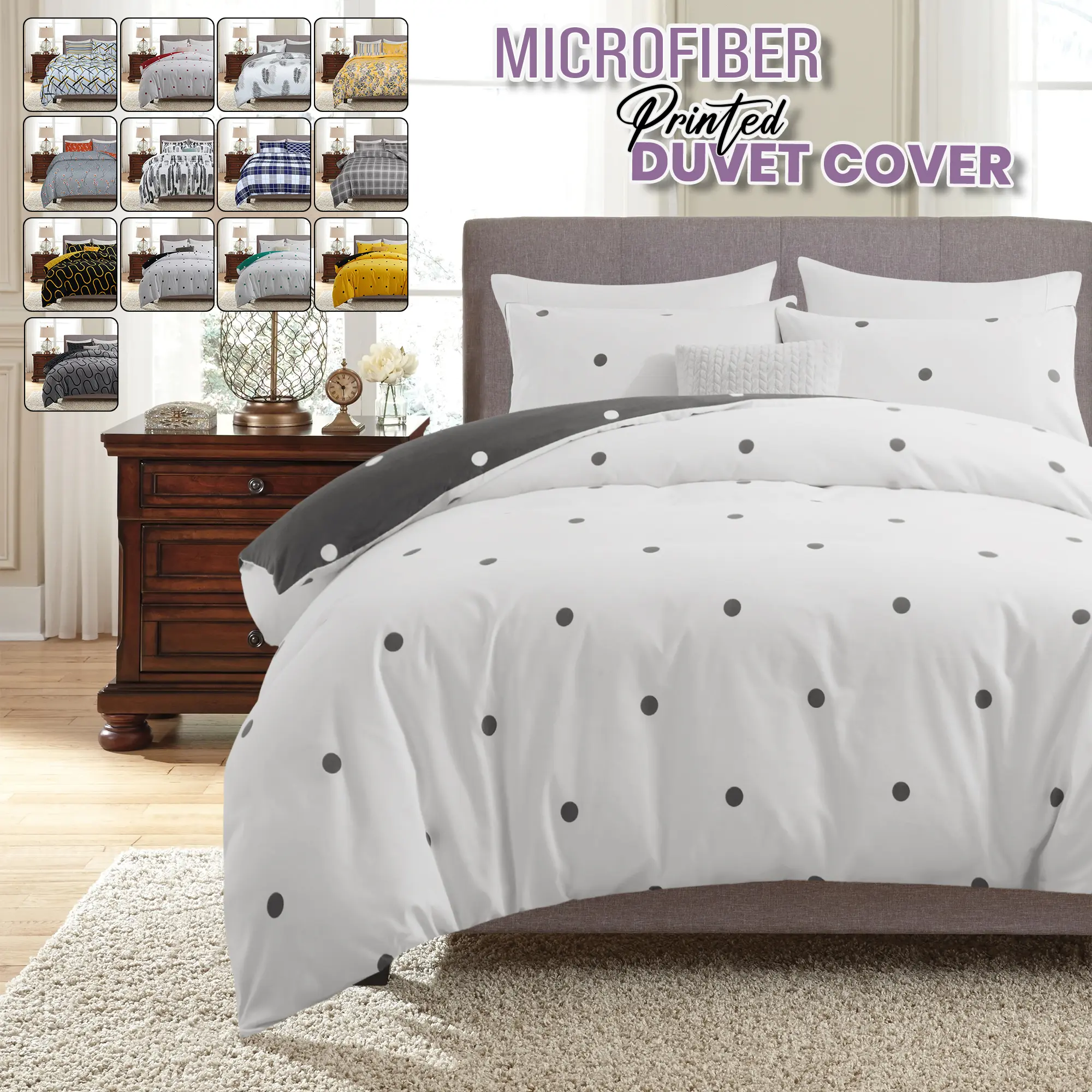 3PC Reversible Printed Duvet Cover Set | Double-Sided Bedding in ...